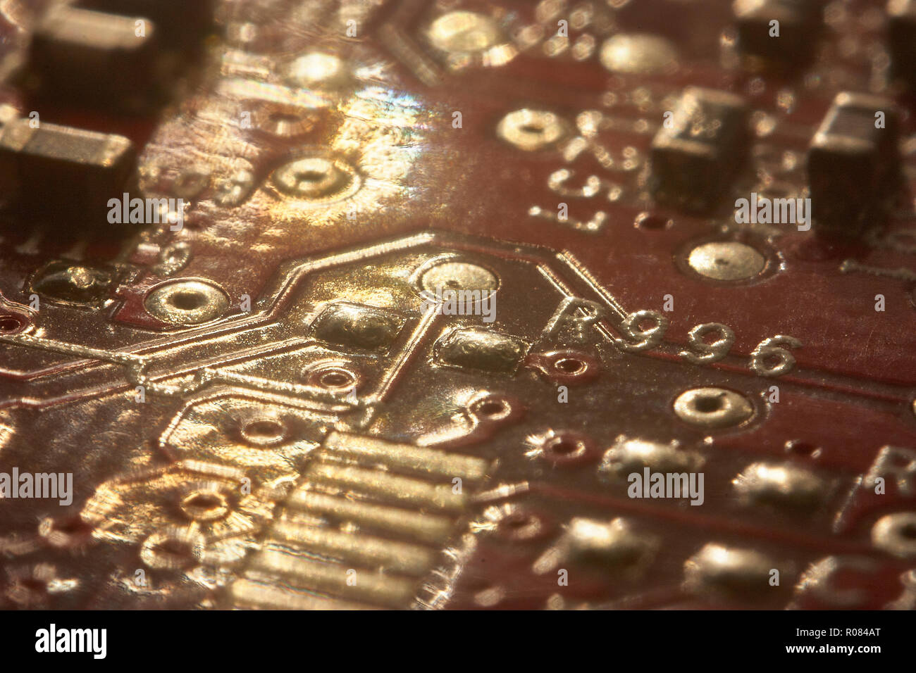 electronic background: Internal components of a printed circuit with ...