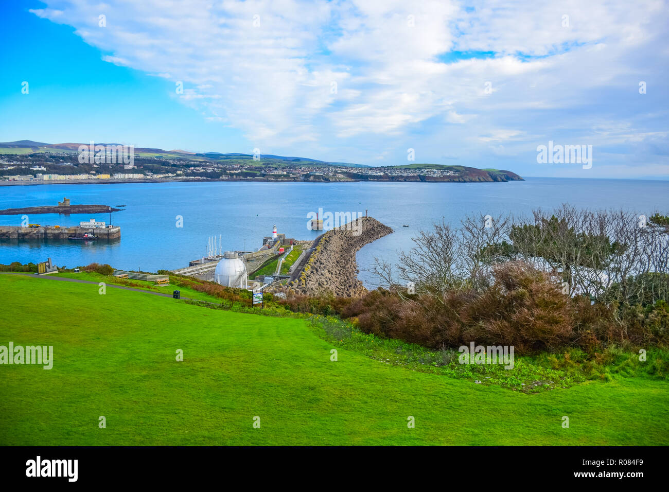 Beautiful landscape view of seaside town of Douglas in the Isle of Man ...