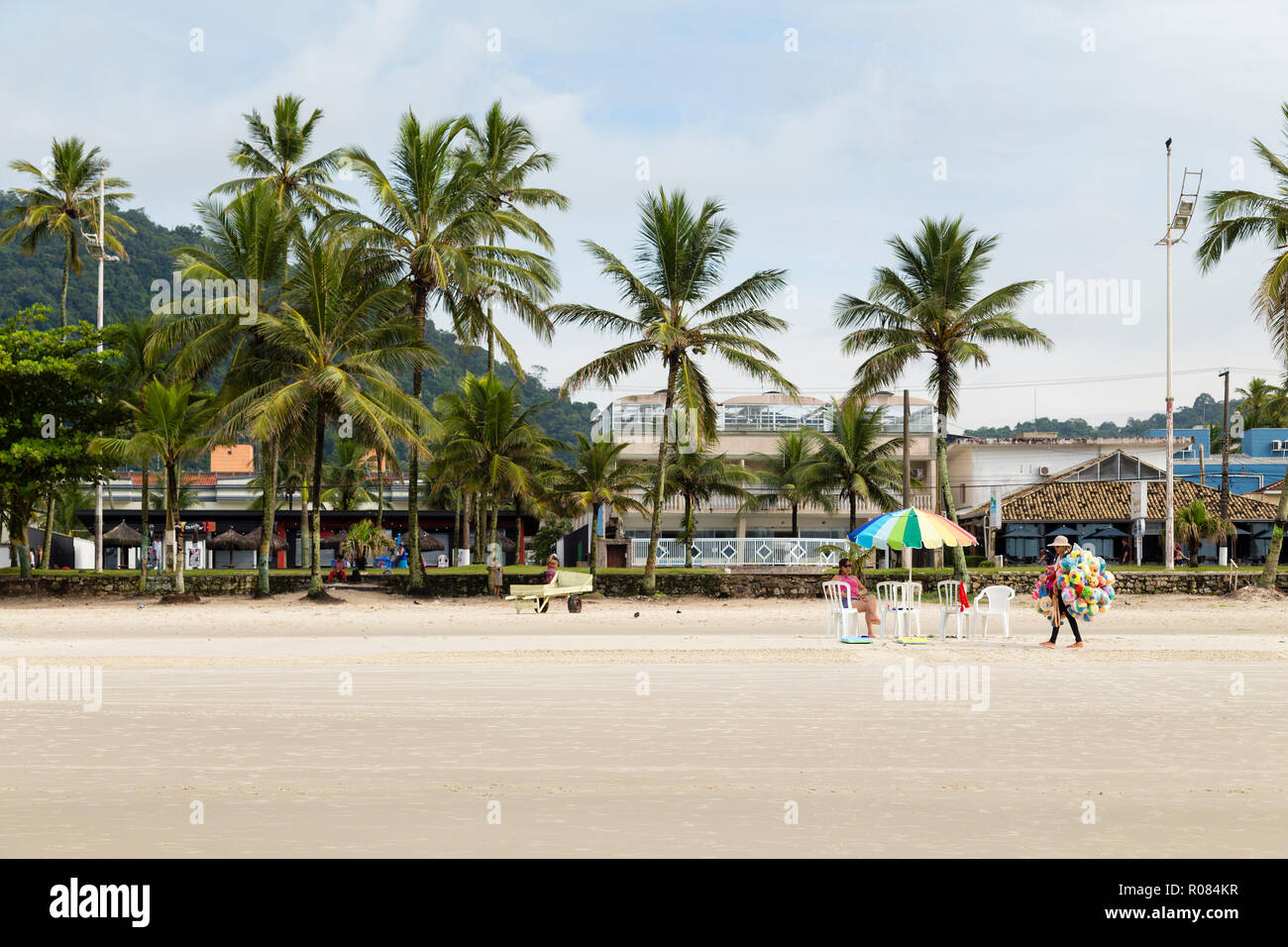 Guaruja, SP, Brazil - February 16, 2018. Enseada Beach in Guaruja ...