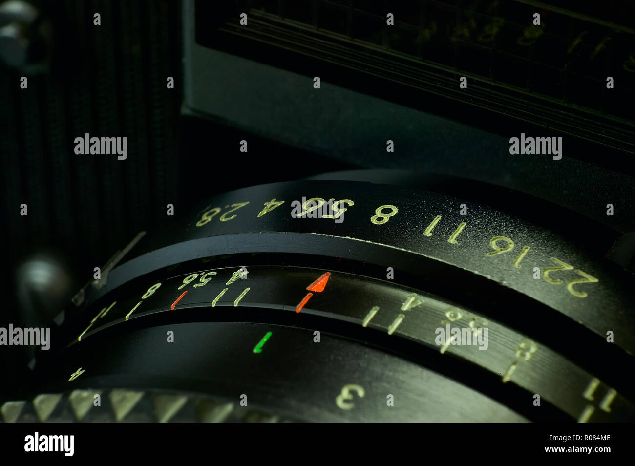 Detail of the aperture ring of the diaphragms in a vintage camera from ...