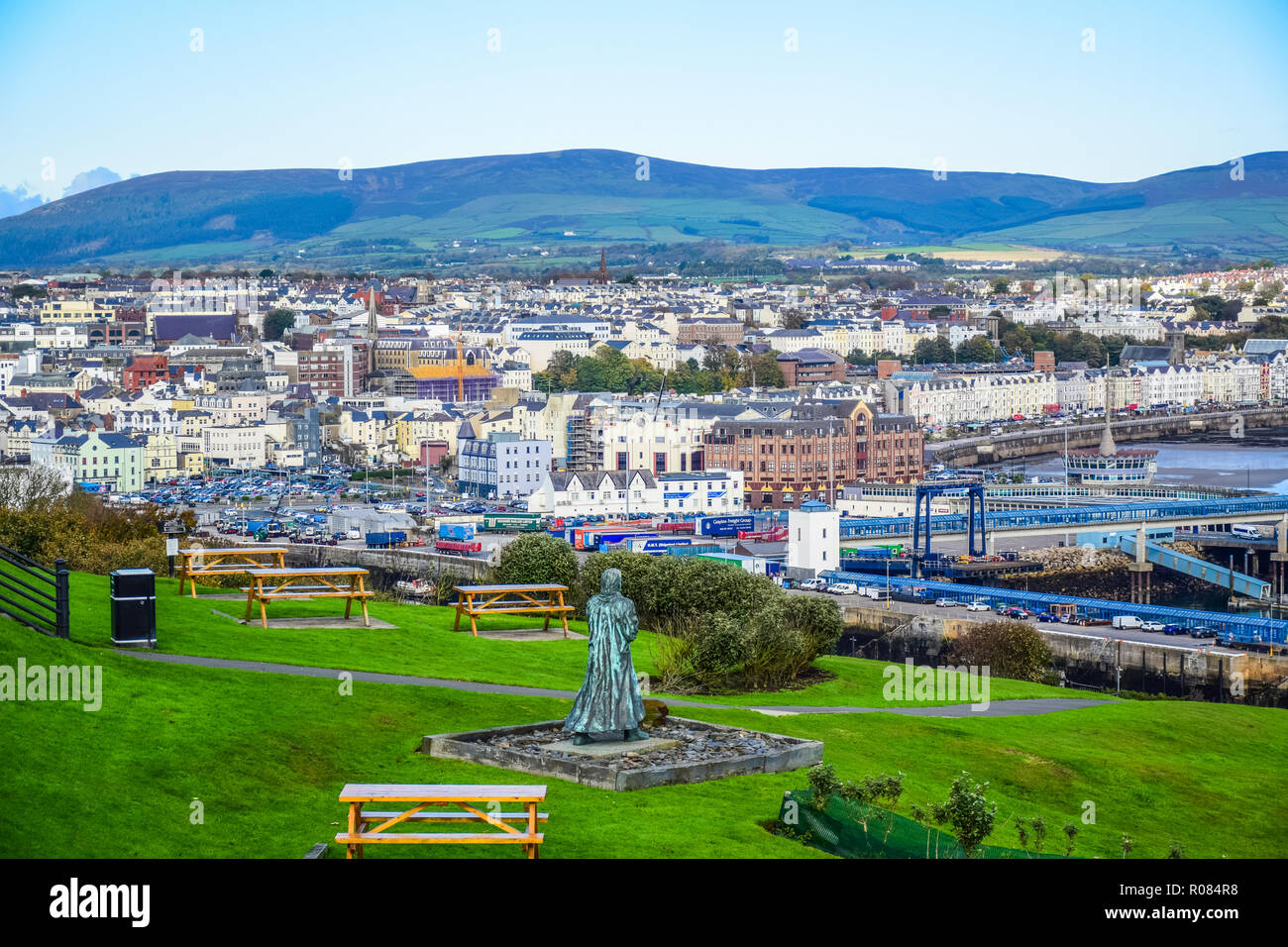 Beautiful landscape view of seaside town of Douglas in the Isle of Man ...