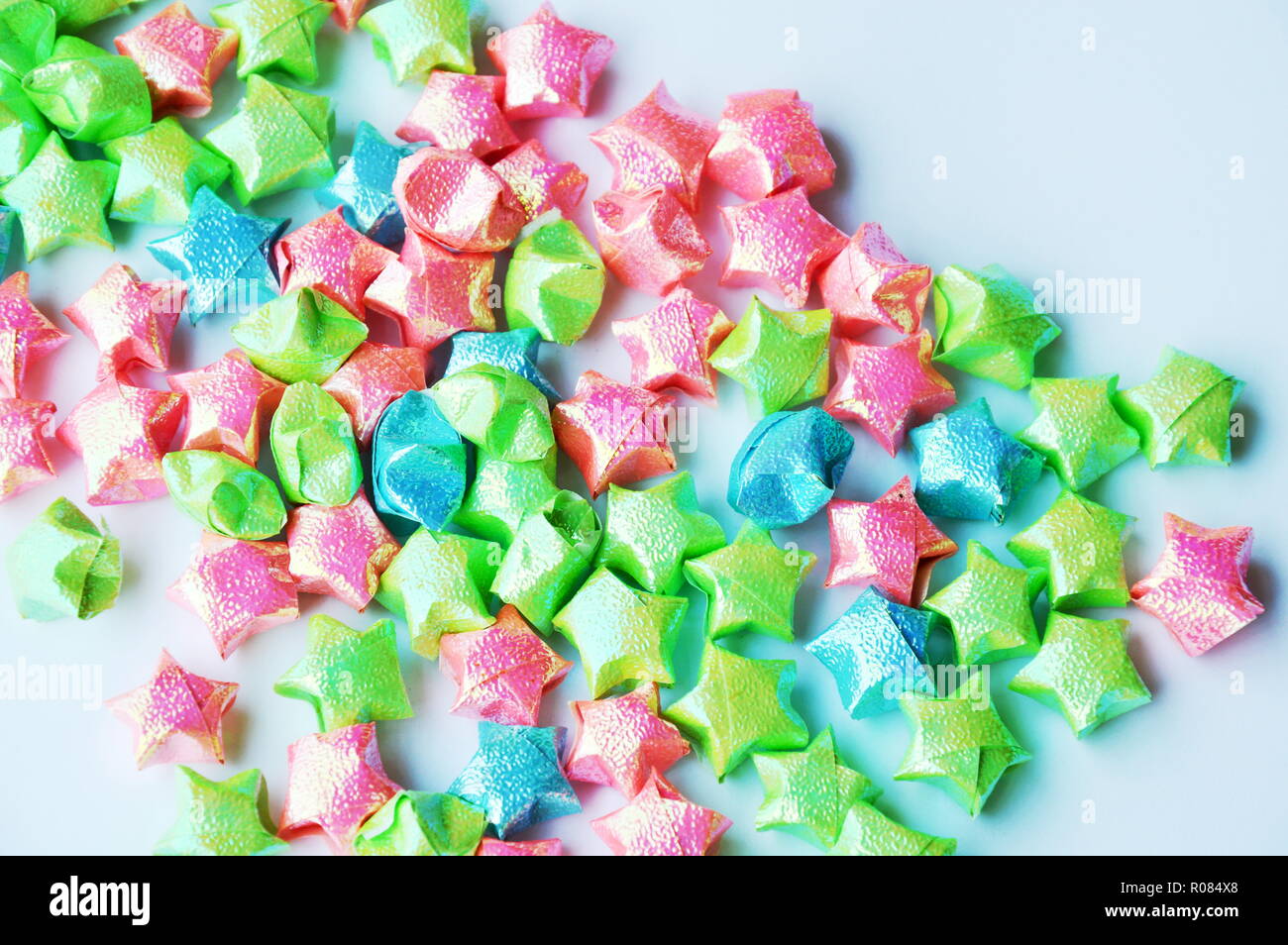 colorful star paper on white background Stock Photo - Alamy