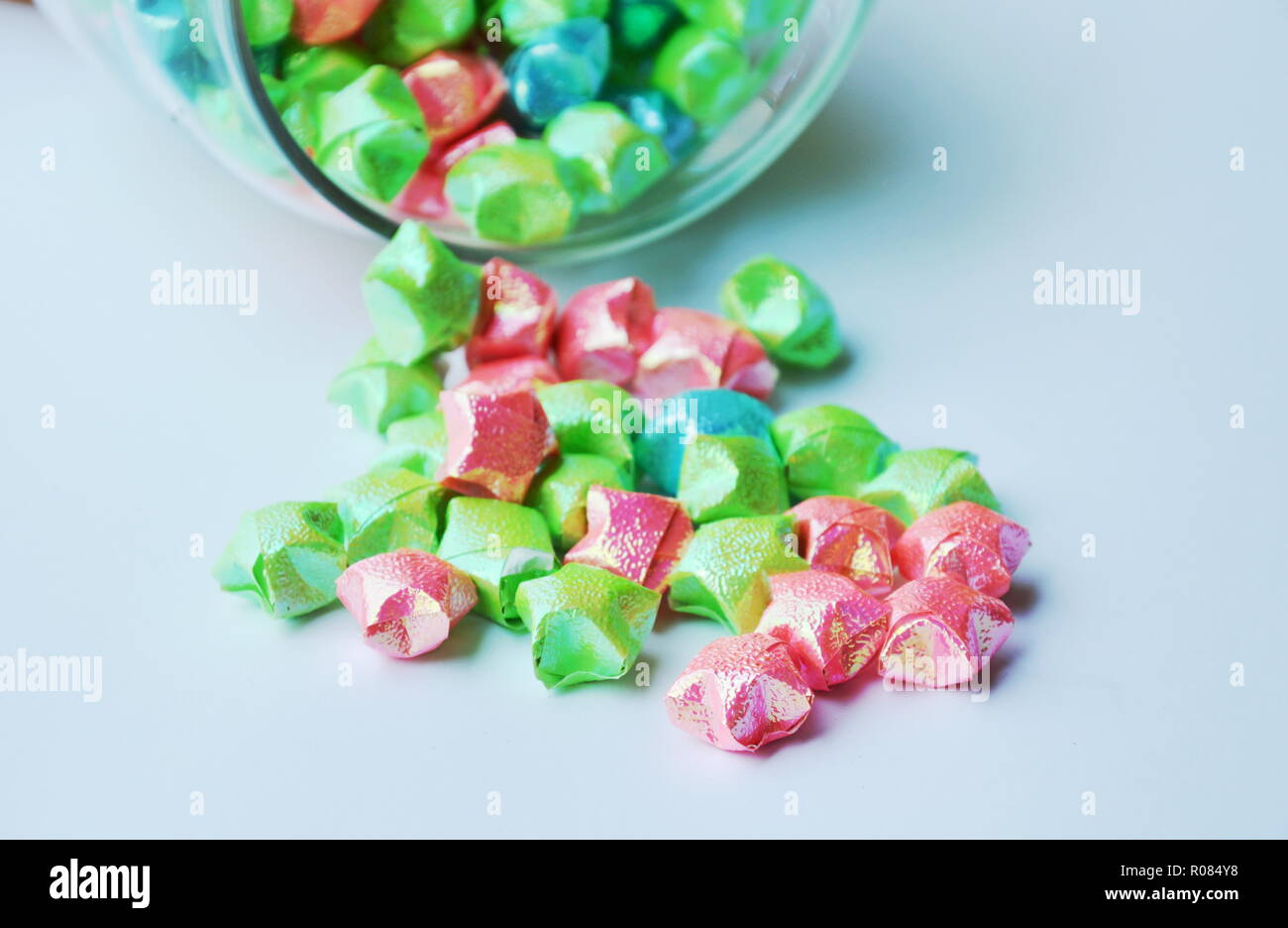 colorful star paper on white background Stock Photo - Alamy