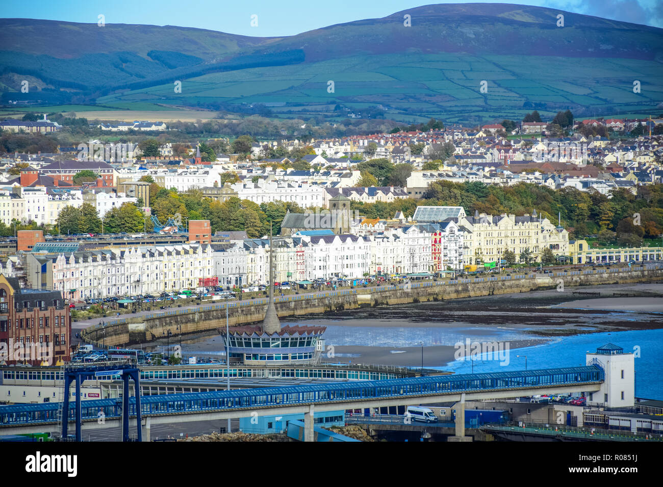 Beautiful landscape view of seaside town of Douglas in the Isle of Man ...