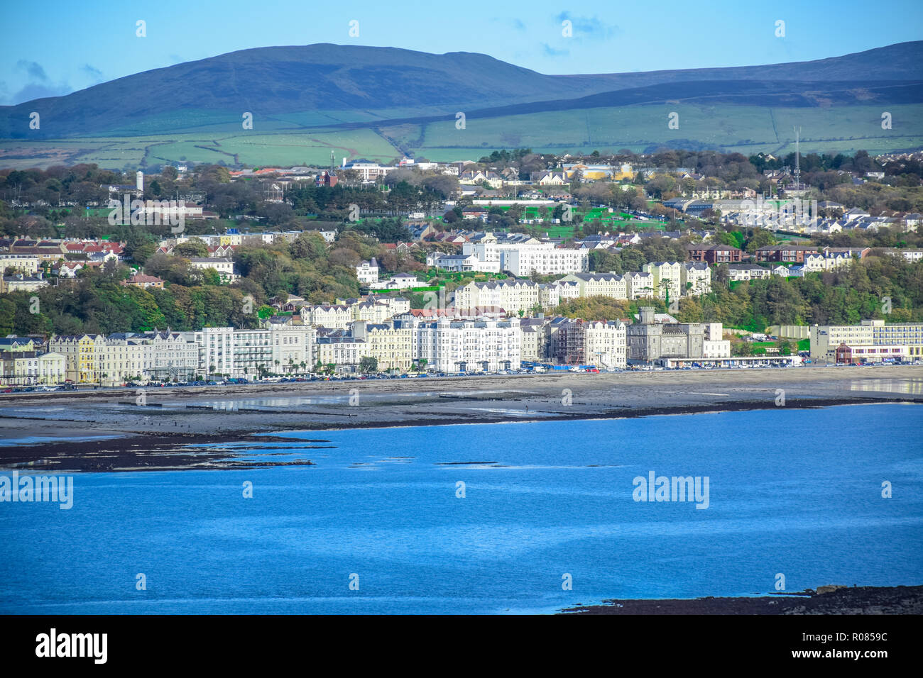 Beautiful landscape view of seaside town of Douglas in the Isle of Man ...