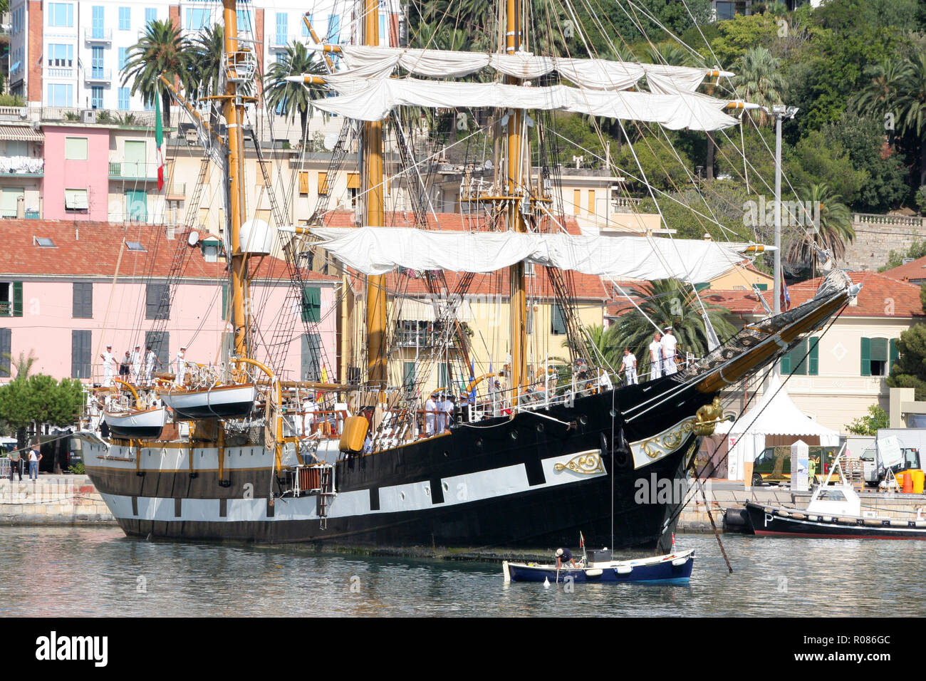 Sail Training Ship Palinuro in Imperia harbour - Italy Stock Photo - Alamy