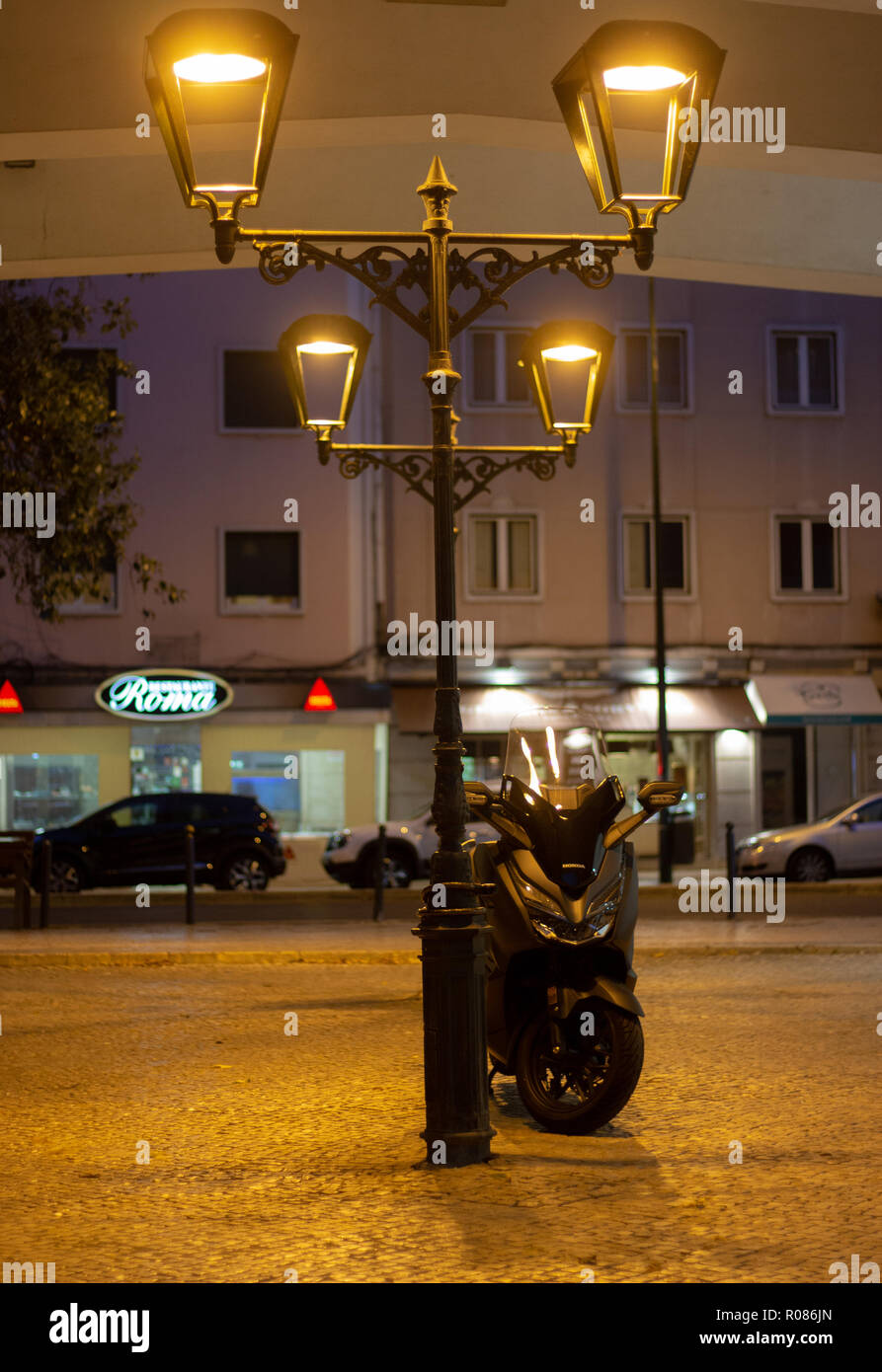 Bike under the light Stock Photo - Alamy