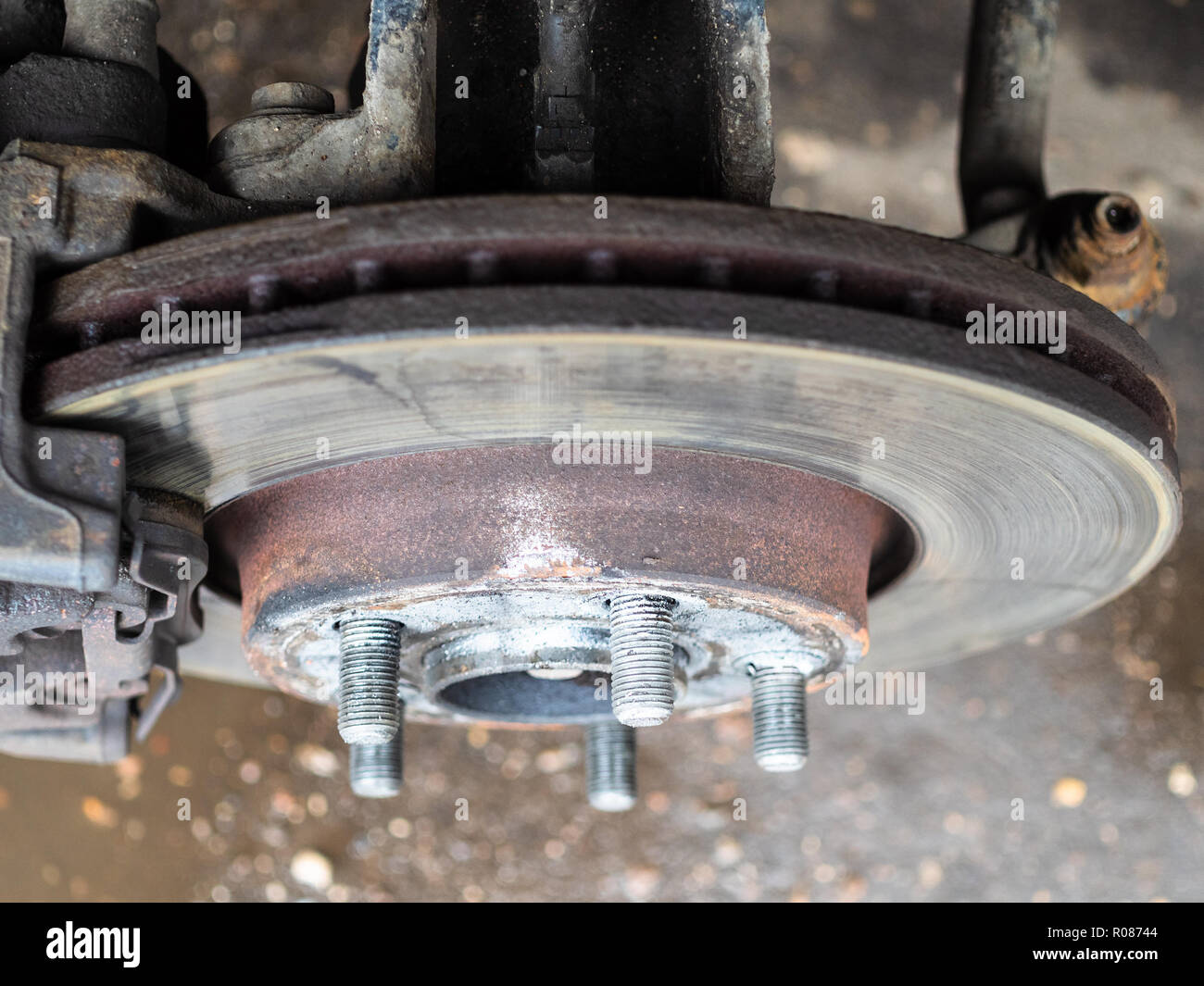 top view of used brake disc on old vehicle close up Stock Photo - Alamy