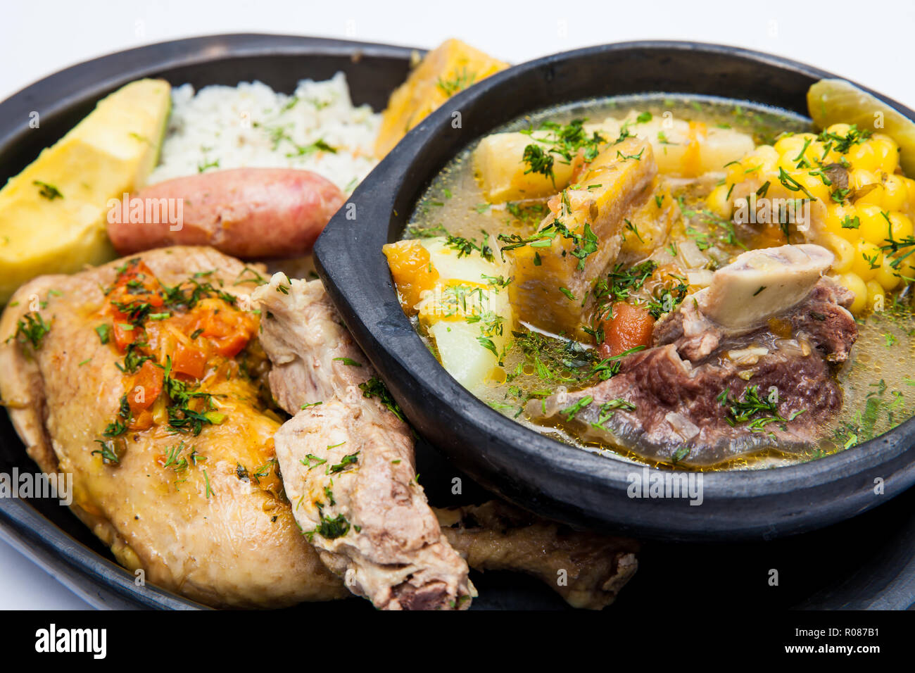 Traditional Colombian soup from the region of Santander called puchero ...