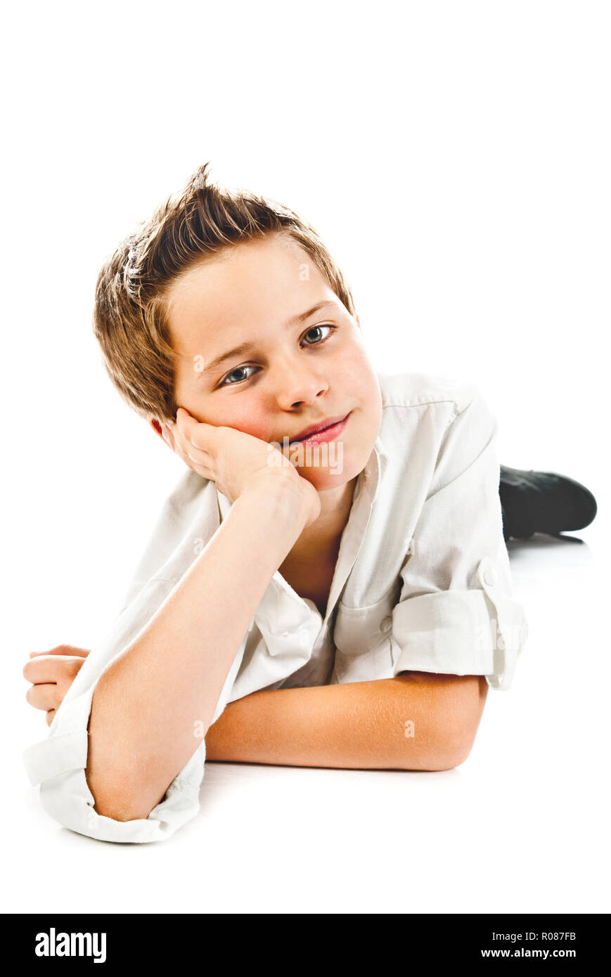 little boy isolated on a white background Stock Photo - Alamy