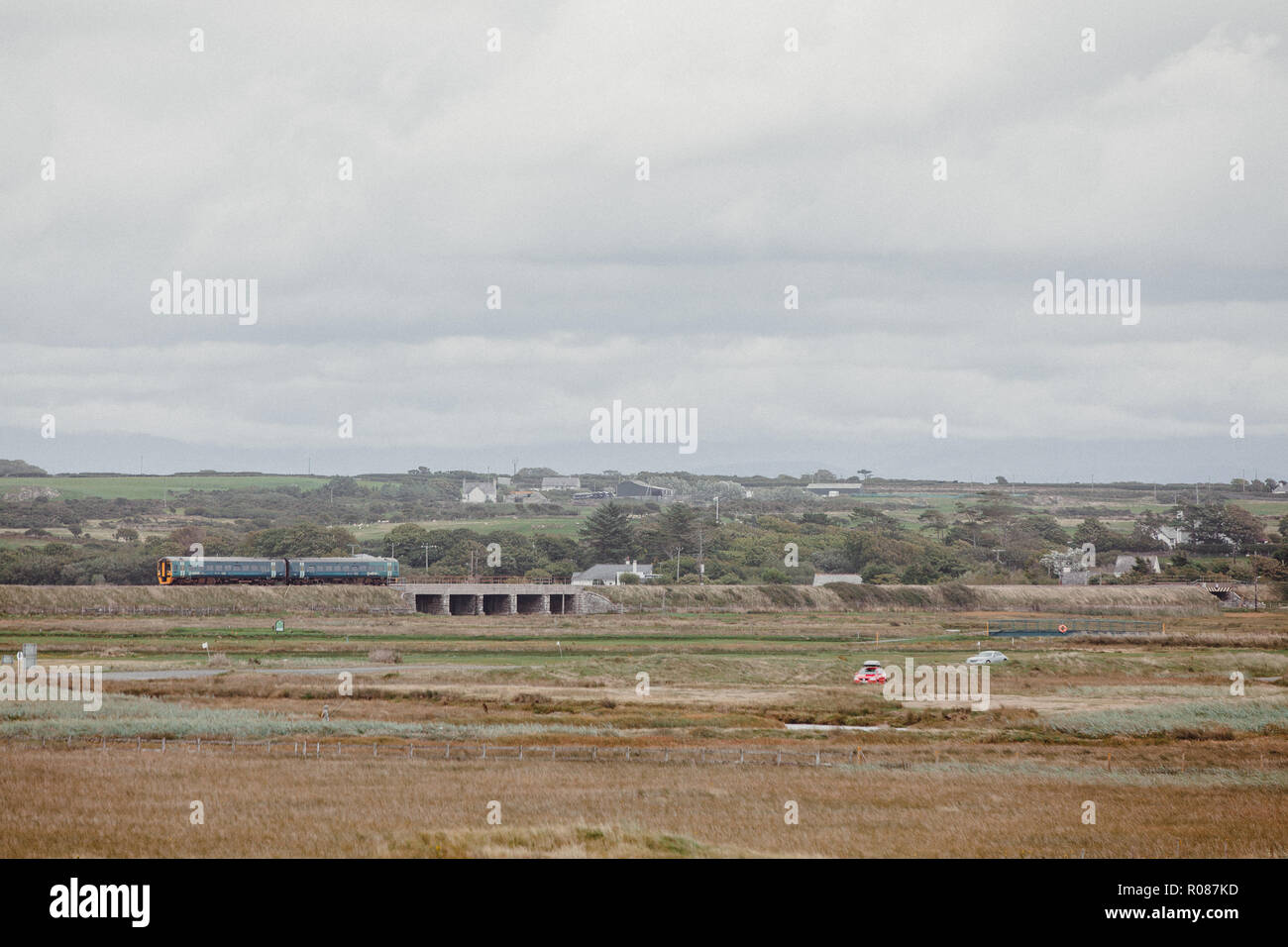 Arriva train at Rhosneigr station, Anglesey, North Wales, UK Stock ...