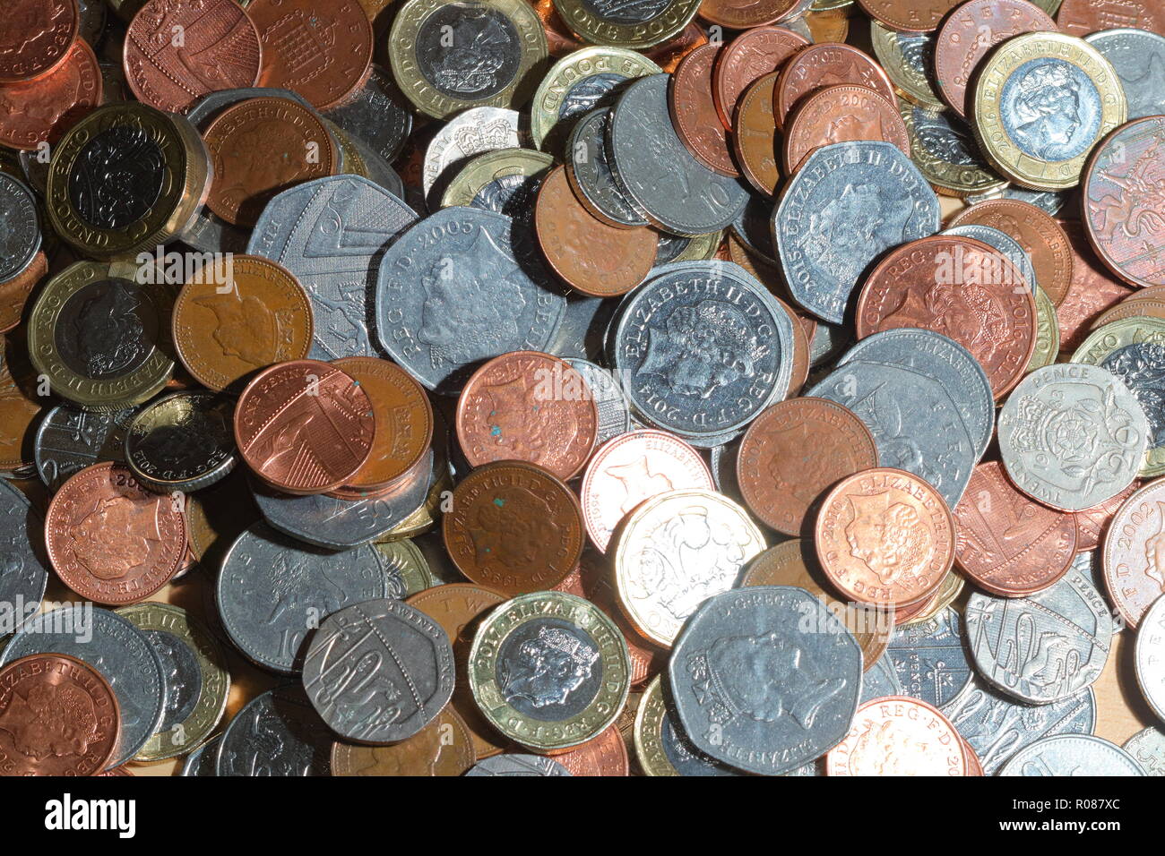 A collection of mixed British coins currently in use in 2018 Stock ...