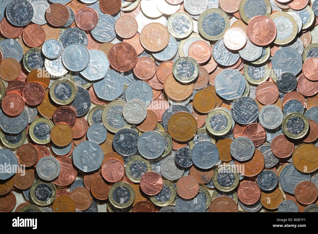 A collection of mixed British coins currently in use in 2018 Stock ...