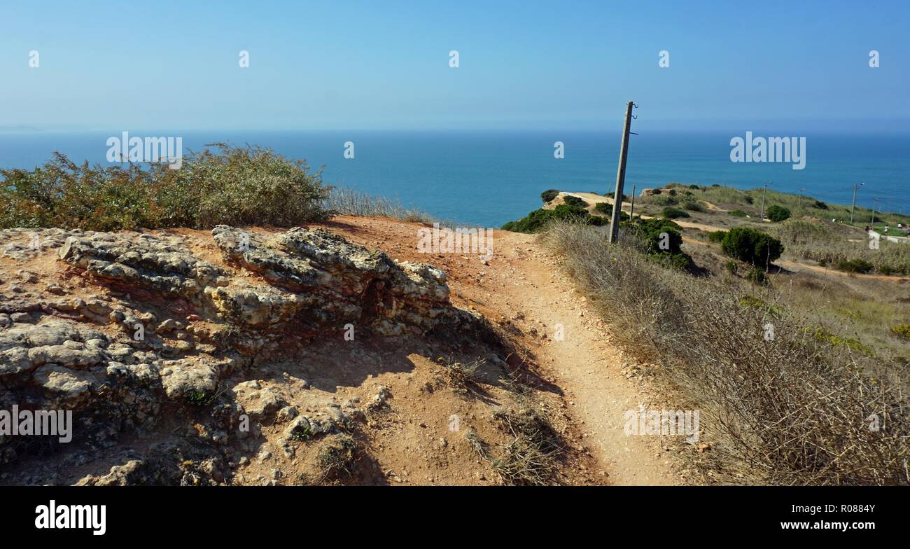 shore line of small tourist village nazare in portugal Stock Photo - Alamy