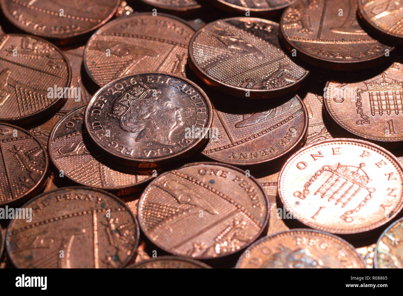 Coin money change penny one penny one pence 1p currency hi-res stock ...