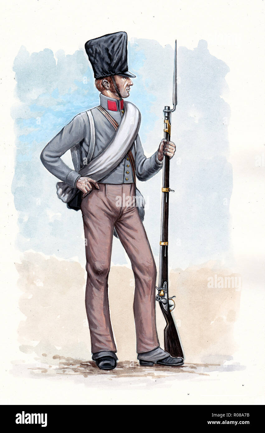 Reserve infantry regiment. Prussian soldier illustration. Napoleonic ...