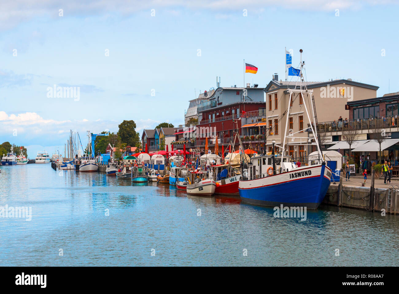 Warnemunde Germany on Alte Strom old channel a popular cruise ship stop ...