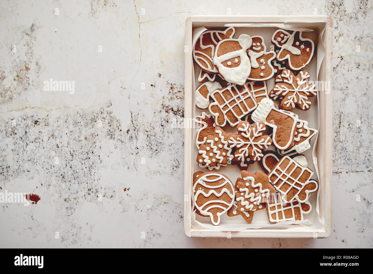Collection of various shaped gingerbread Christmas cookies Stock Photo ...