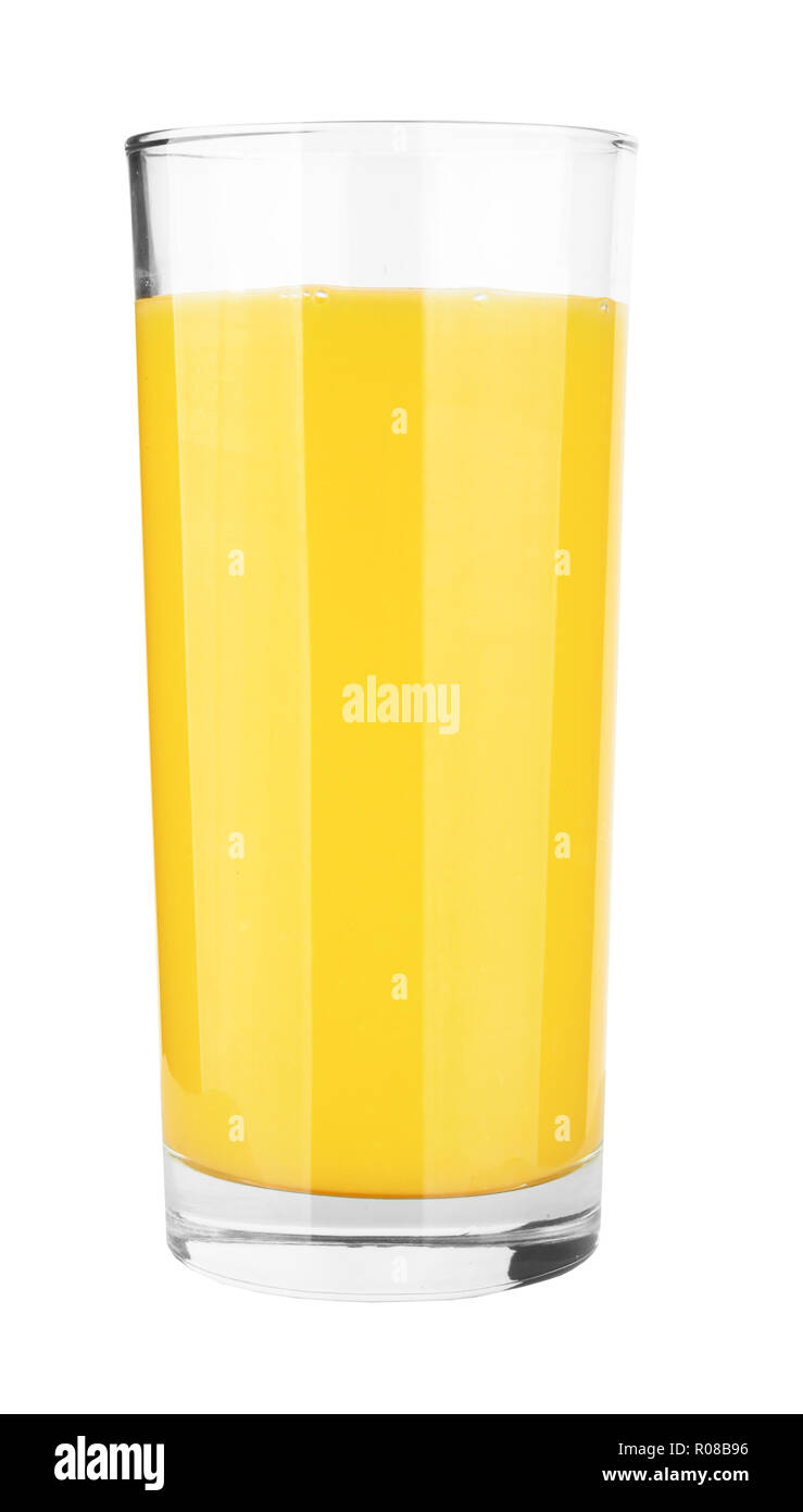 Orange juice in highball glass. Isolated on white background Stock Photo - Alamy