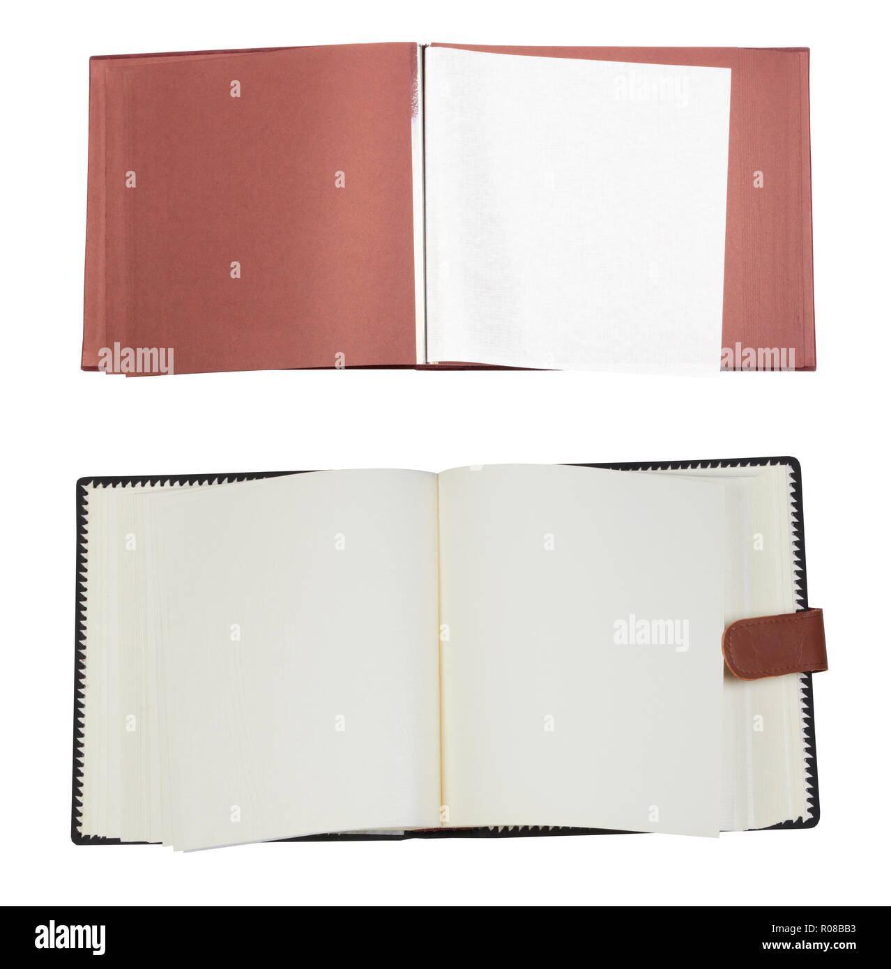 Opened empty photo album isolated on a white Stock Photo - Alamy