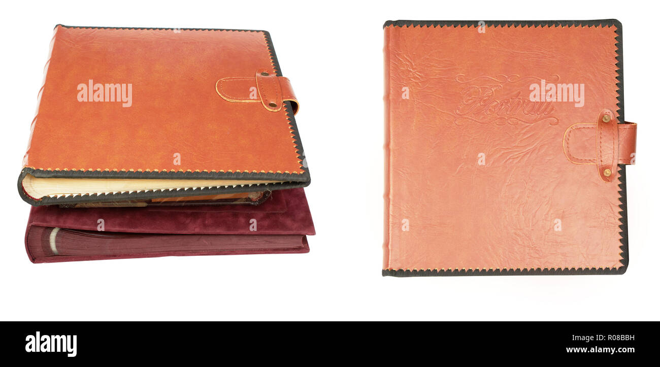 leather photo album cover, isolated white background Stock Photo - Alamy