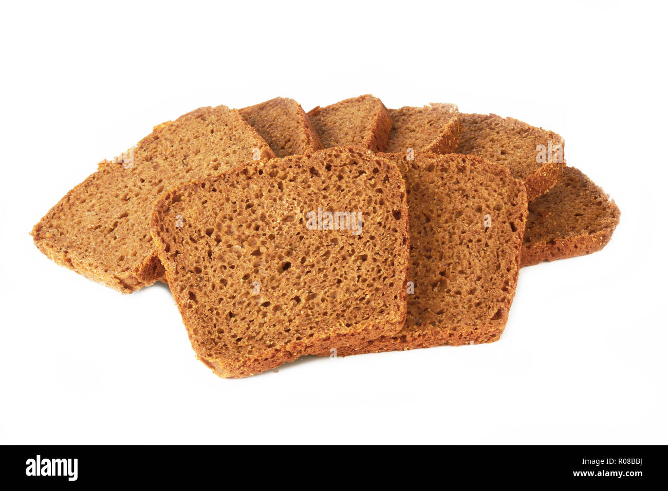 Healthy bran bread slices on white background Stock Photo - Alamy