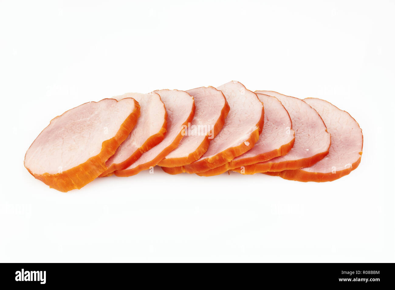 smoked meat on white background Stock Photo - Alamy