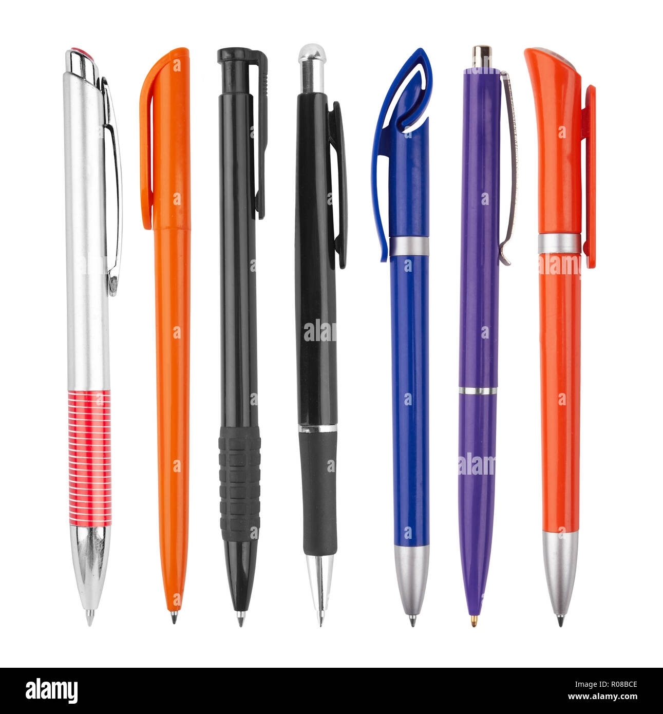 Different kinds of pens isolated on white background Stock Photo - Alamy