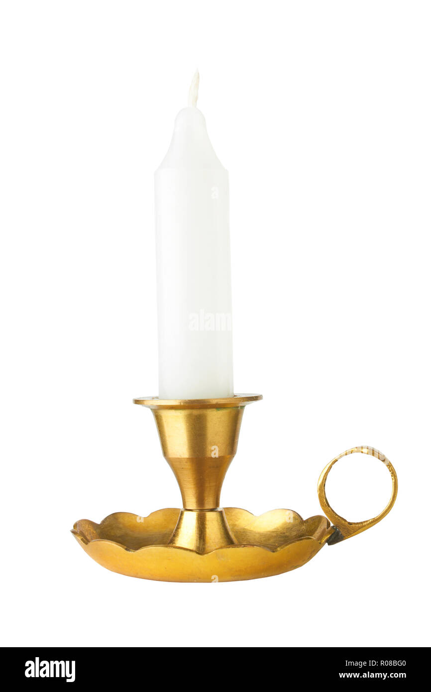 Old-fashioned baroque elegant candle isolated on white background Stock ...