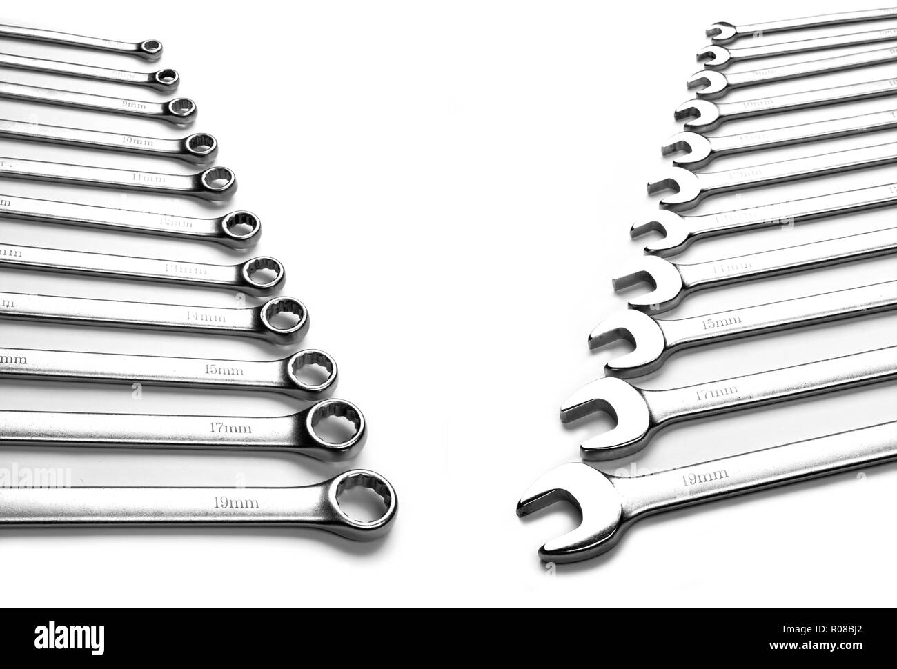 A set of spanners over white background Stock Photo - Alamy