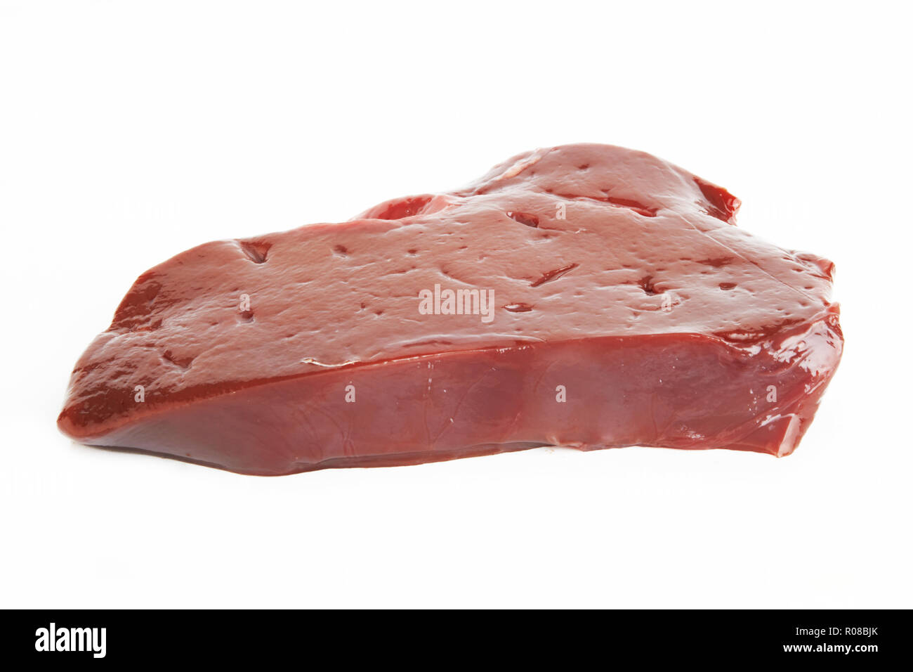 fresh and raw liver on white background Stock Photo - Alamy