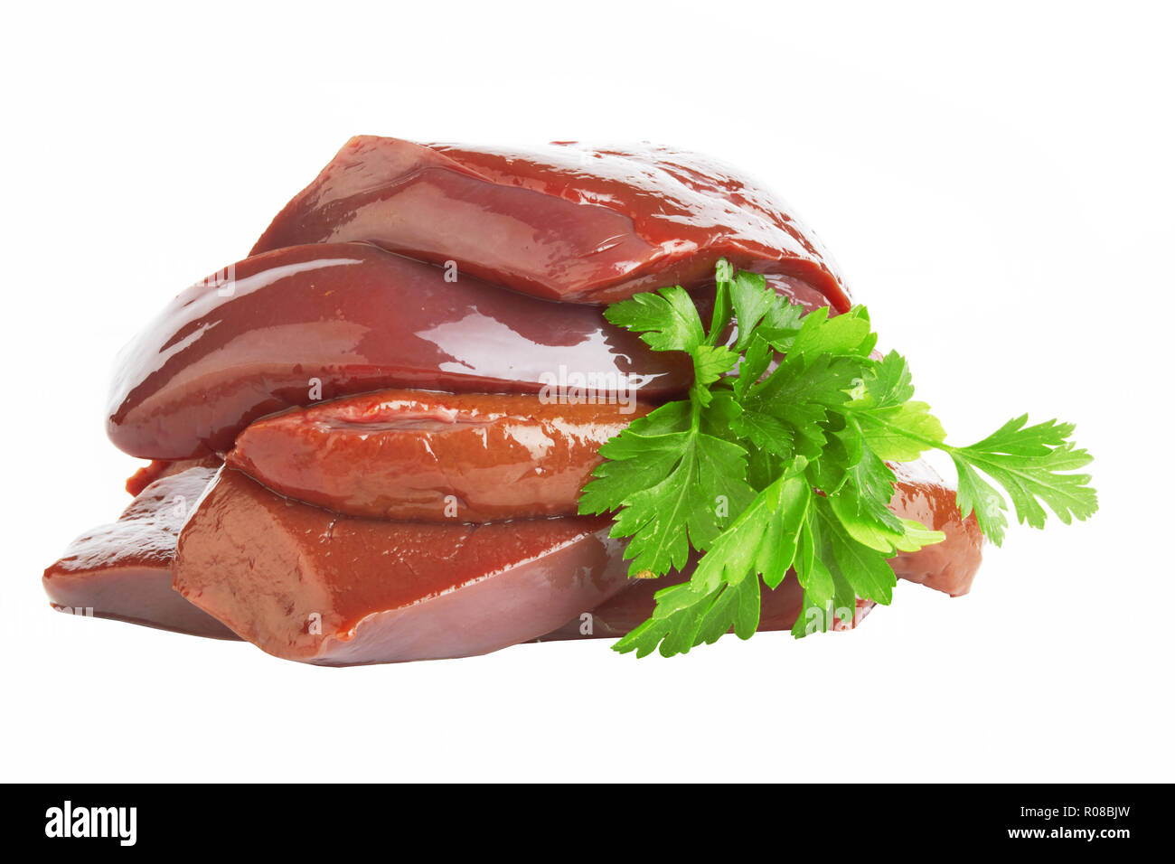 fresh and raw liver on white background Stock Photo - Alamy