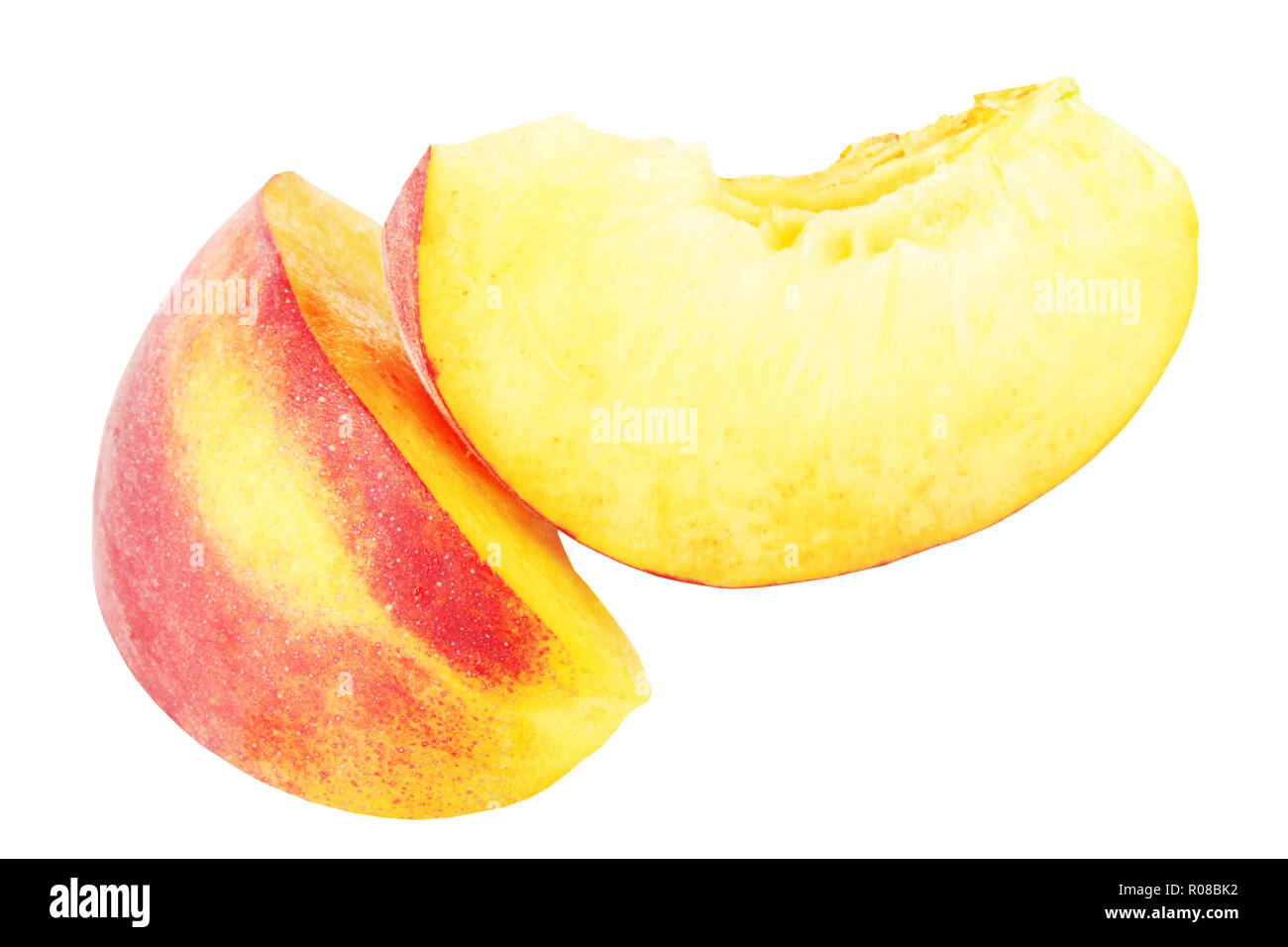Nectarine fruit segments isolated on white background Stock Photo - Alamy