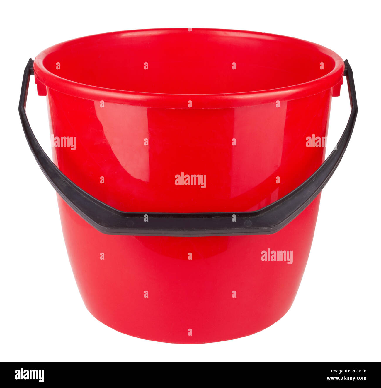 Red plastic bucket isolated on white background Stock Photo - Alamy