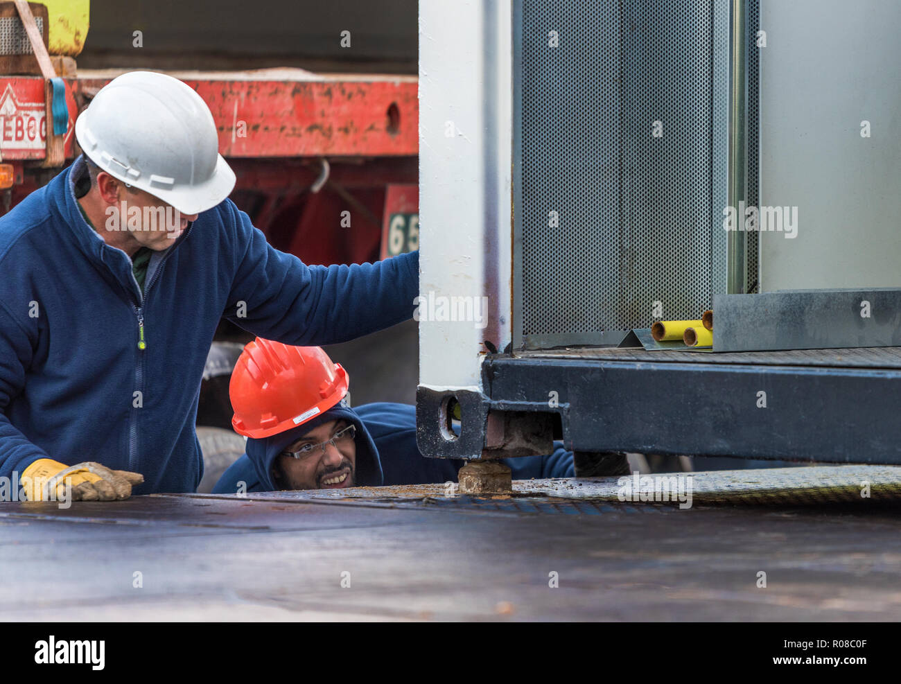 Loading the container Stock Photo - Alamy