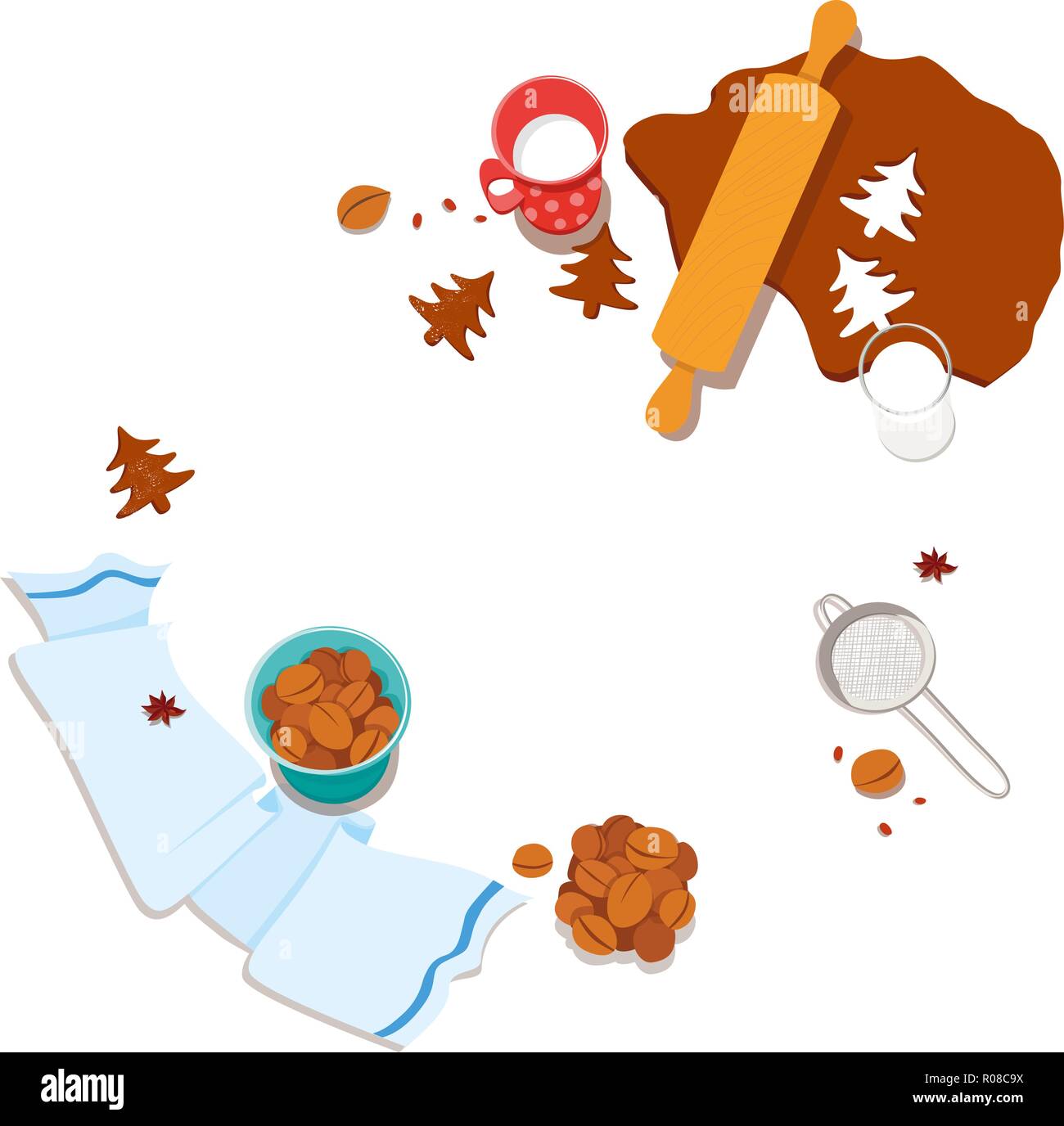 Christmas table ginger cookies Cut Out Stock Images & Pictures - Alamy