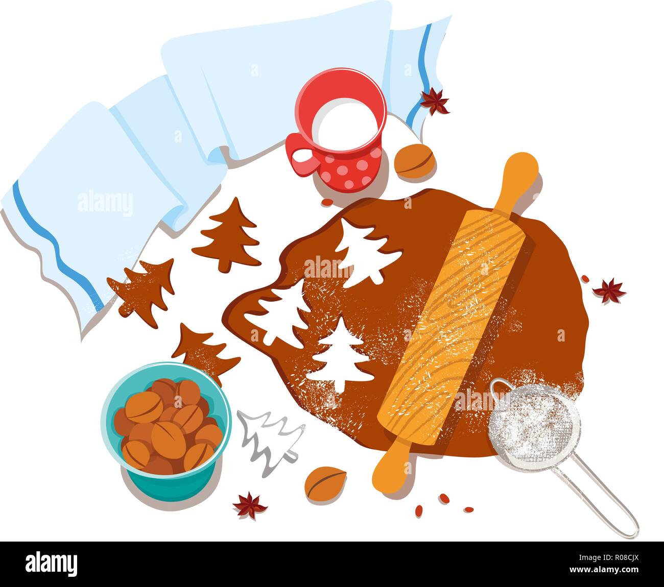 Christmas table ginger cookies Cut Out Stock Images & Pictures - Alamy