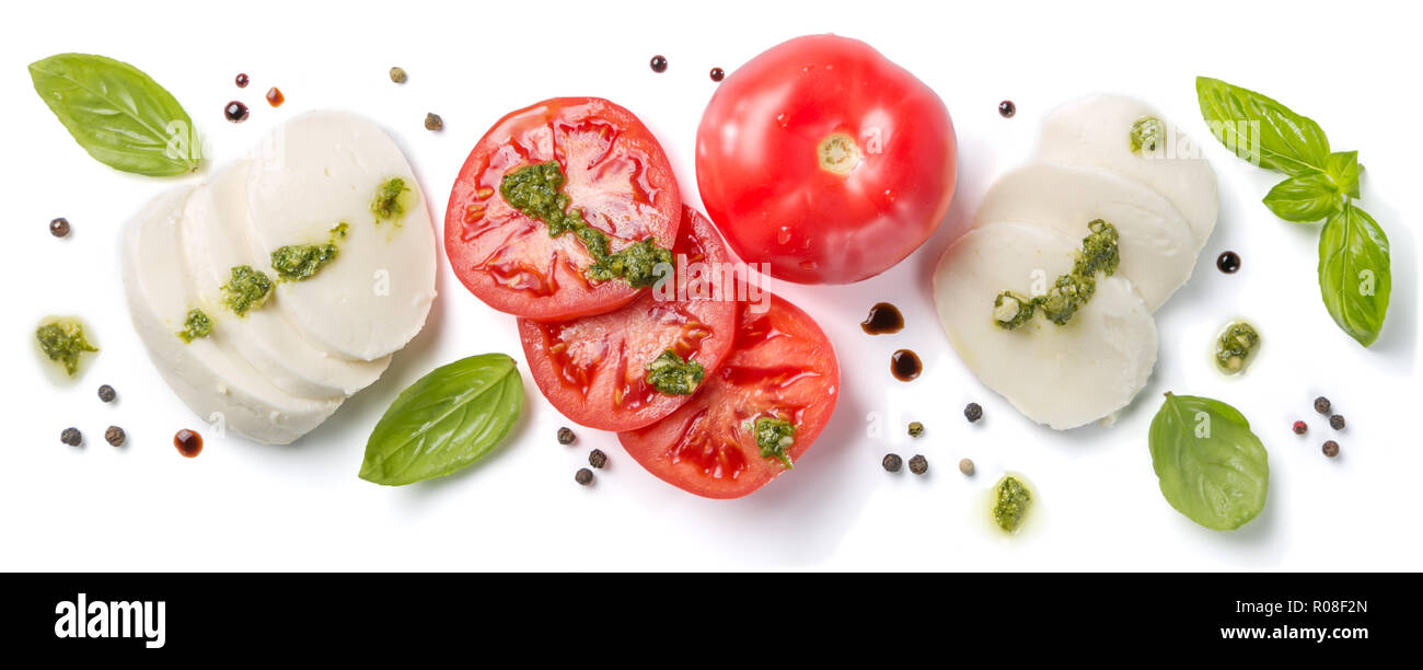 Italian cuisine concept - caprese salad ingredients isolated on white ...