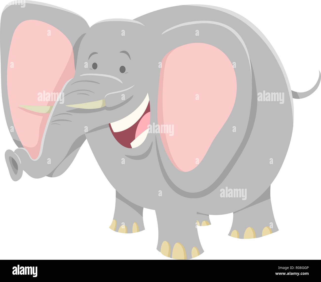 Cartoon Illustration of Gray African Elephant Animal Character Stock ...