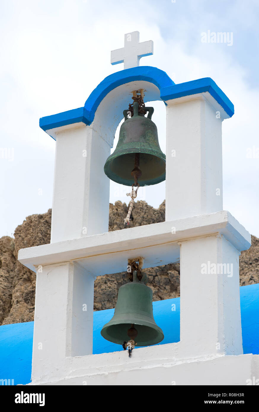 Traditional Greek church bells in Crete island Stock Photo - Alamy