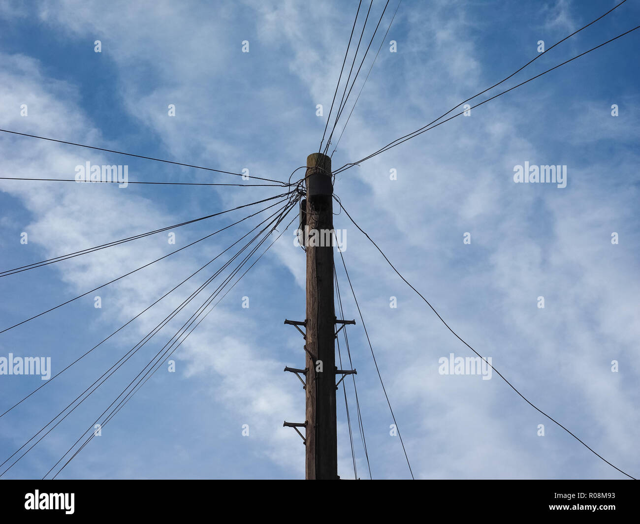 telecommunications pole for telephone cables and fibre optics cables ...