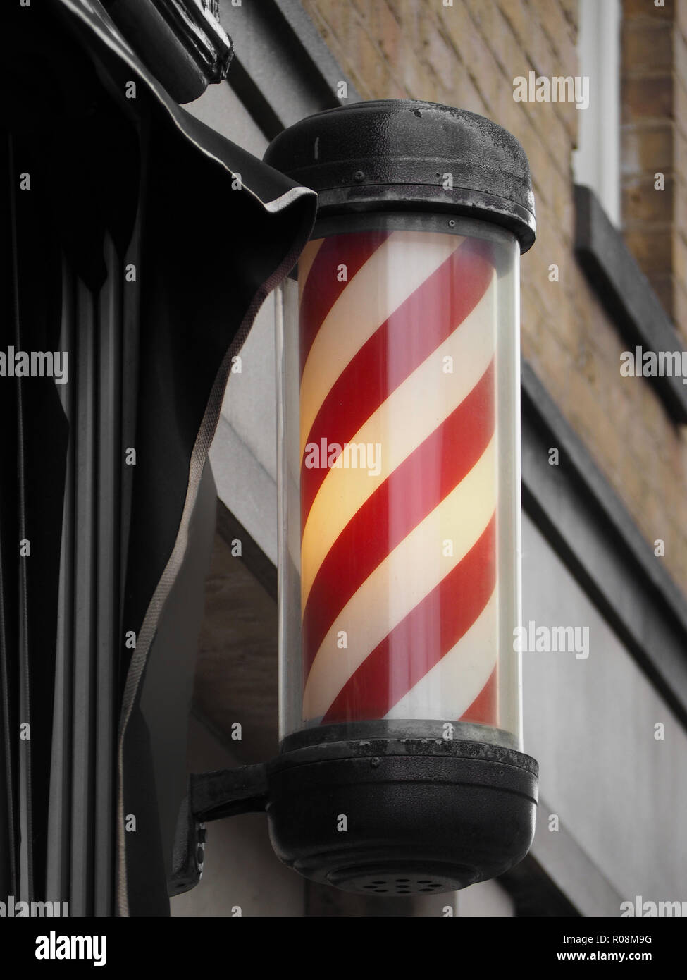 barber's pole sign with red and white stripes Stock Photo - Alamy