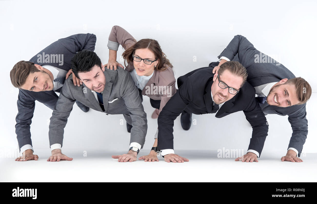 two business teams at the starting position. competition concept Stock ...