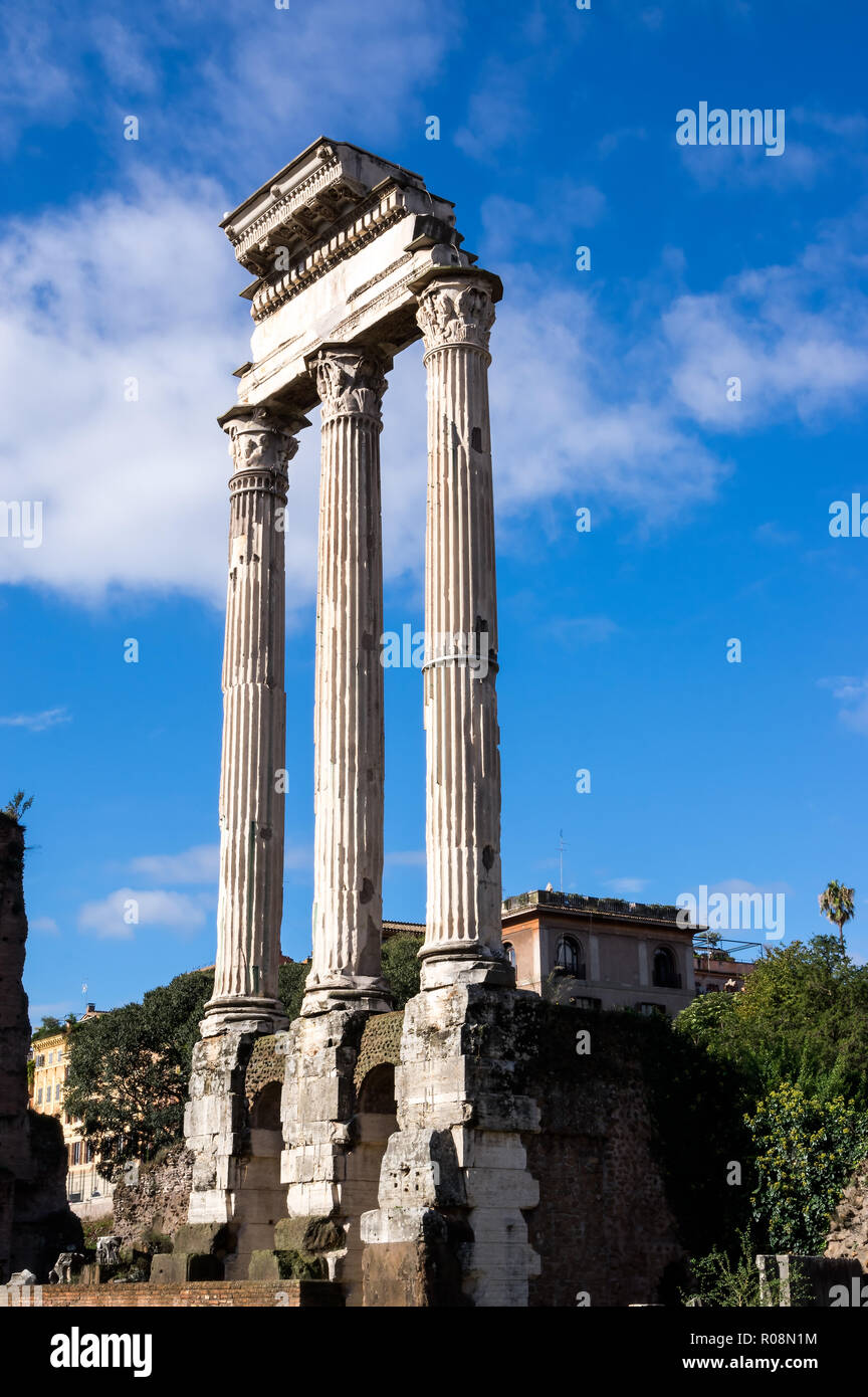 Remains of temple of Castor and Pollux in the Roman Forum, Rome, Italy ...
