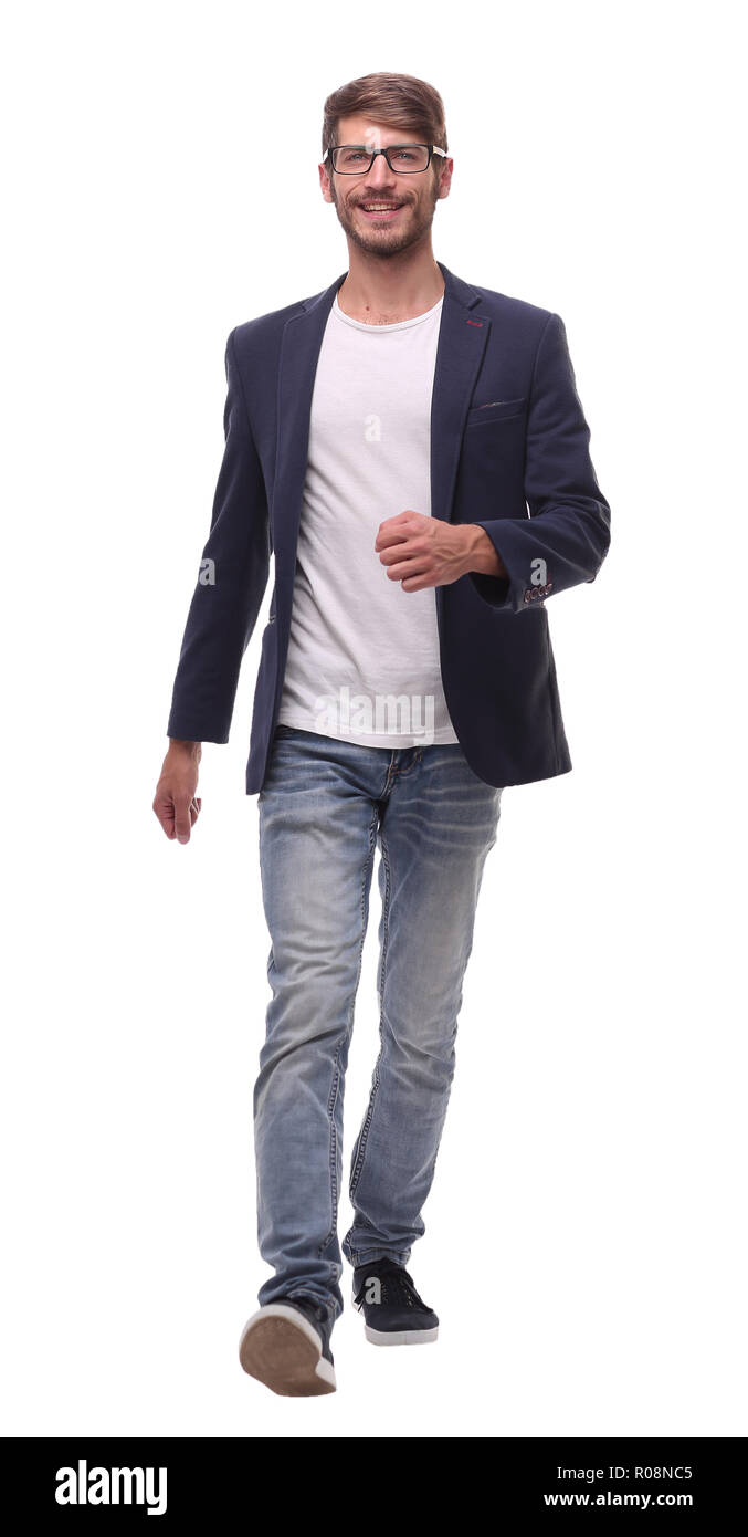 side view. modern business man stepping forward .isolated on white ...