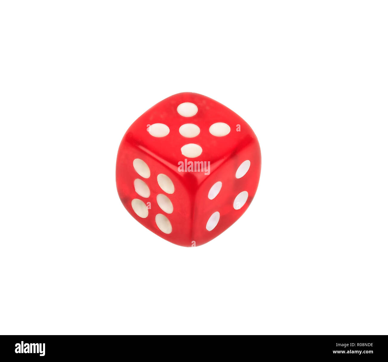 red dice with number five on the top isolated on white background Stock ...