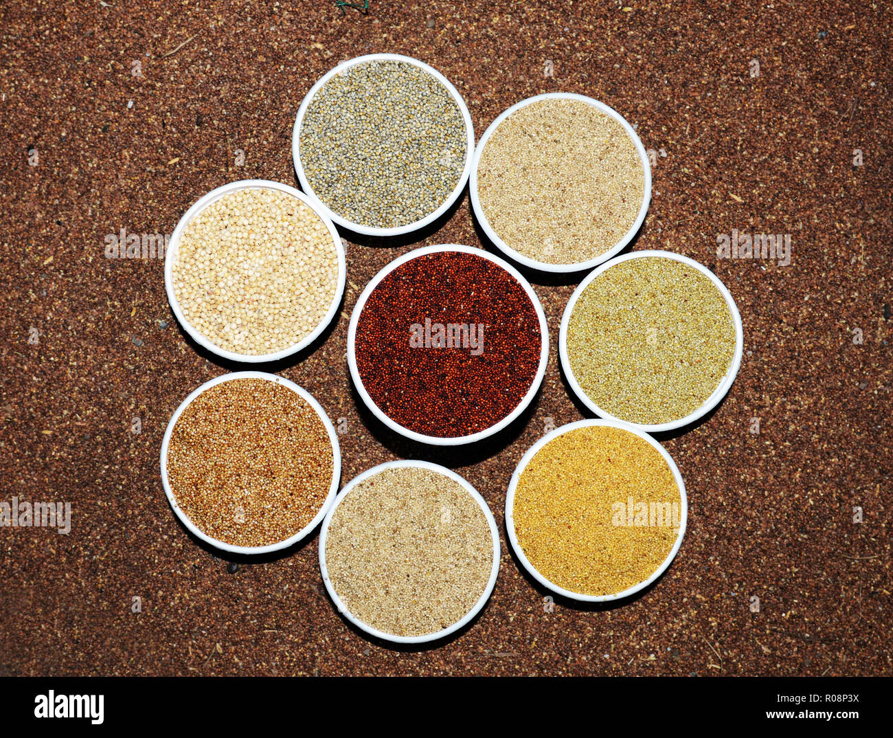 A colorful variety of millets used in Indian cuisine Stock Photo - Alamy