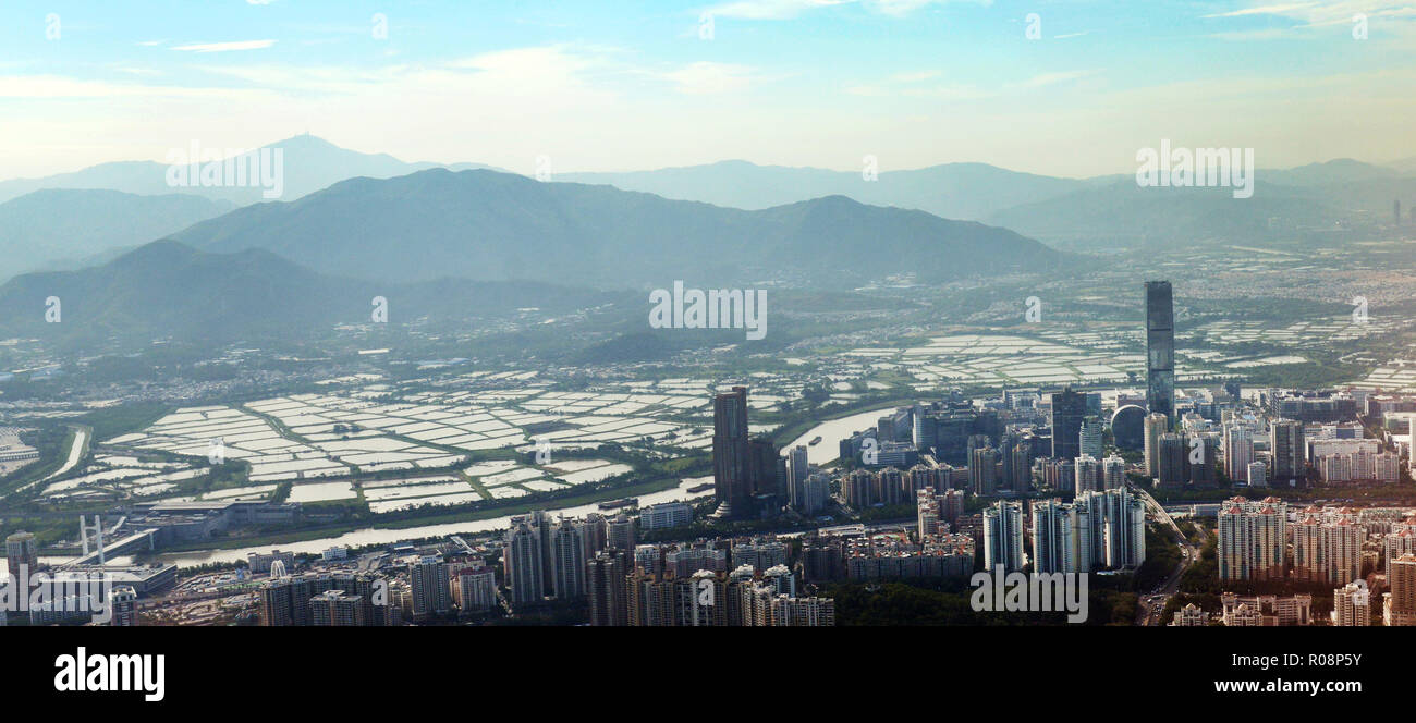 A view of hong kong's paddy fields on the Shenzhen border Stock Photo ...