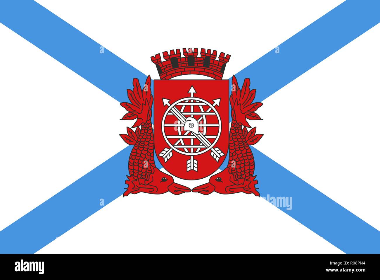 Simple flag of Rio de Janeiro. City of Brazil. Correct size, proportion ...