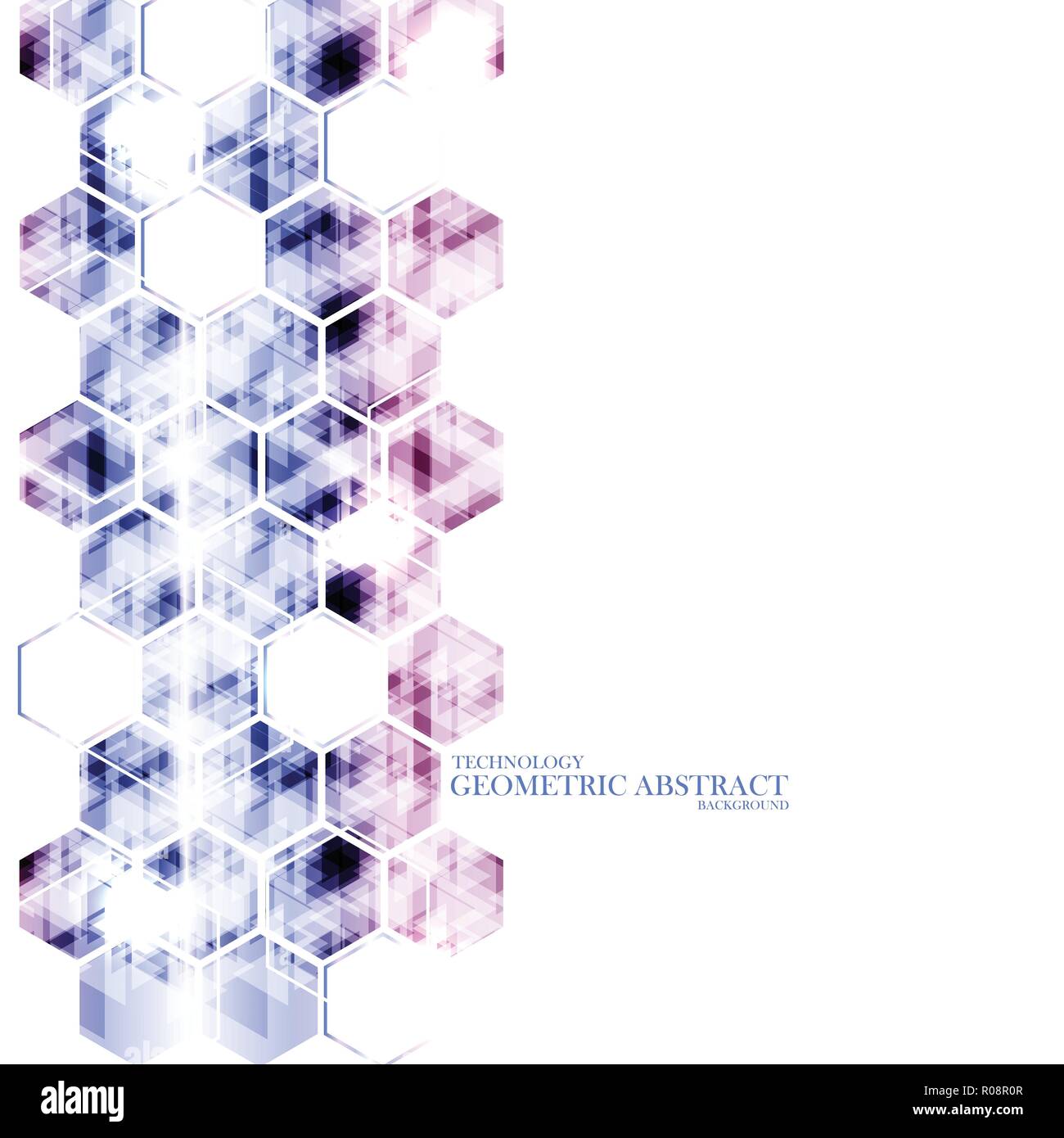 Geometric technological reflected hexagon vertical abstract background vector design Stock ...